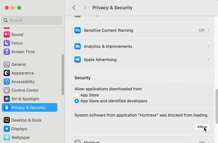Install the System Extension for macOS – Huntress Product Support