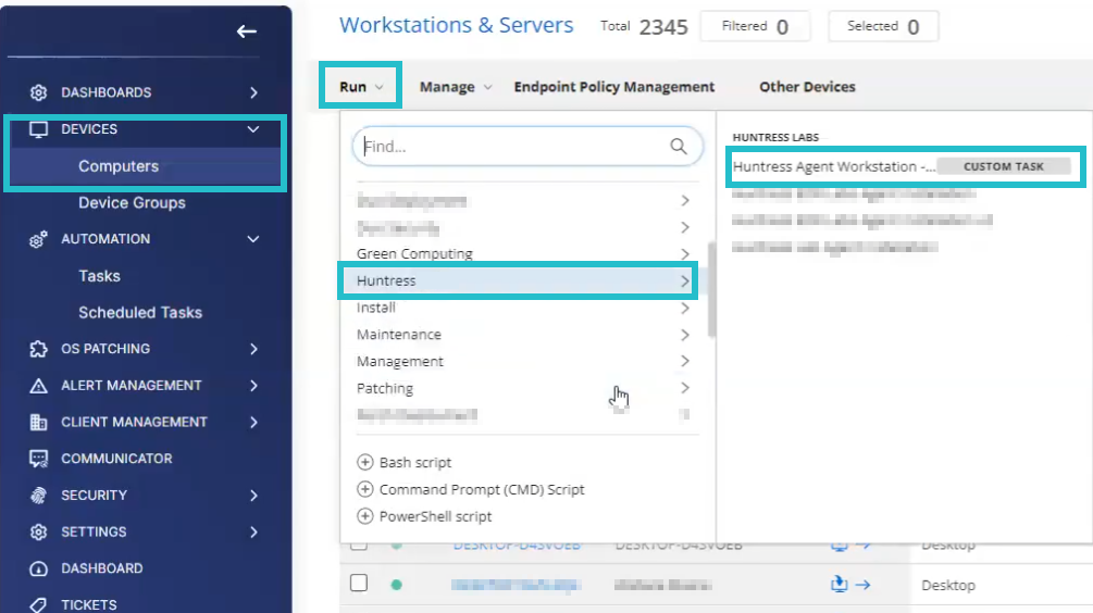 Install via ConnectWise RMM – Huntress Support