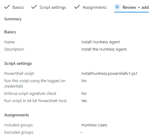 Install via Intune Scripts – Huntress Product Support