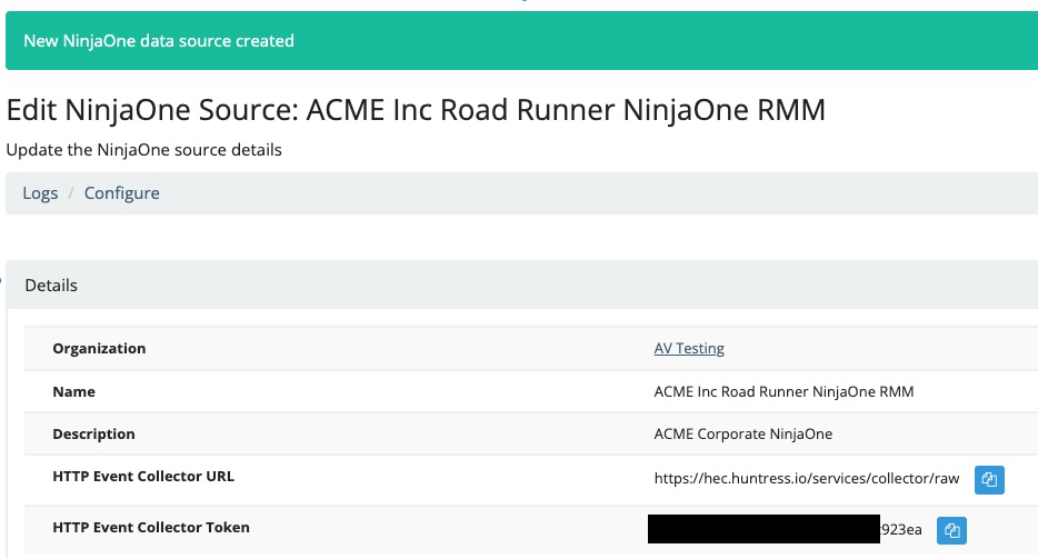 HEC - NinjaOne RMM – Huntress Support