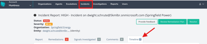 The Incident Report Timeline – Huntress Support