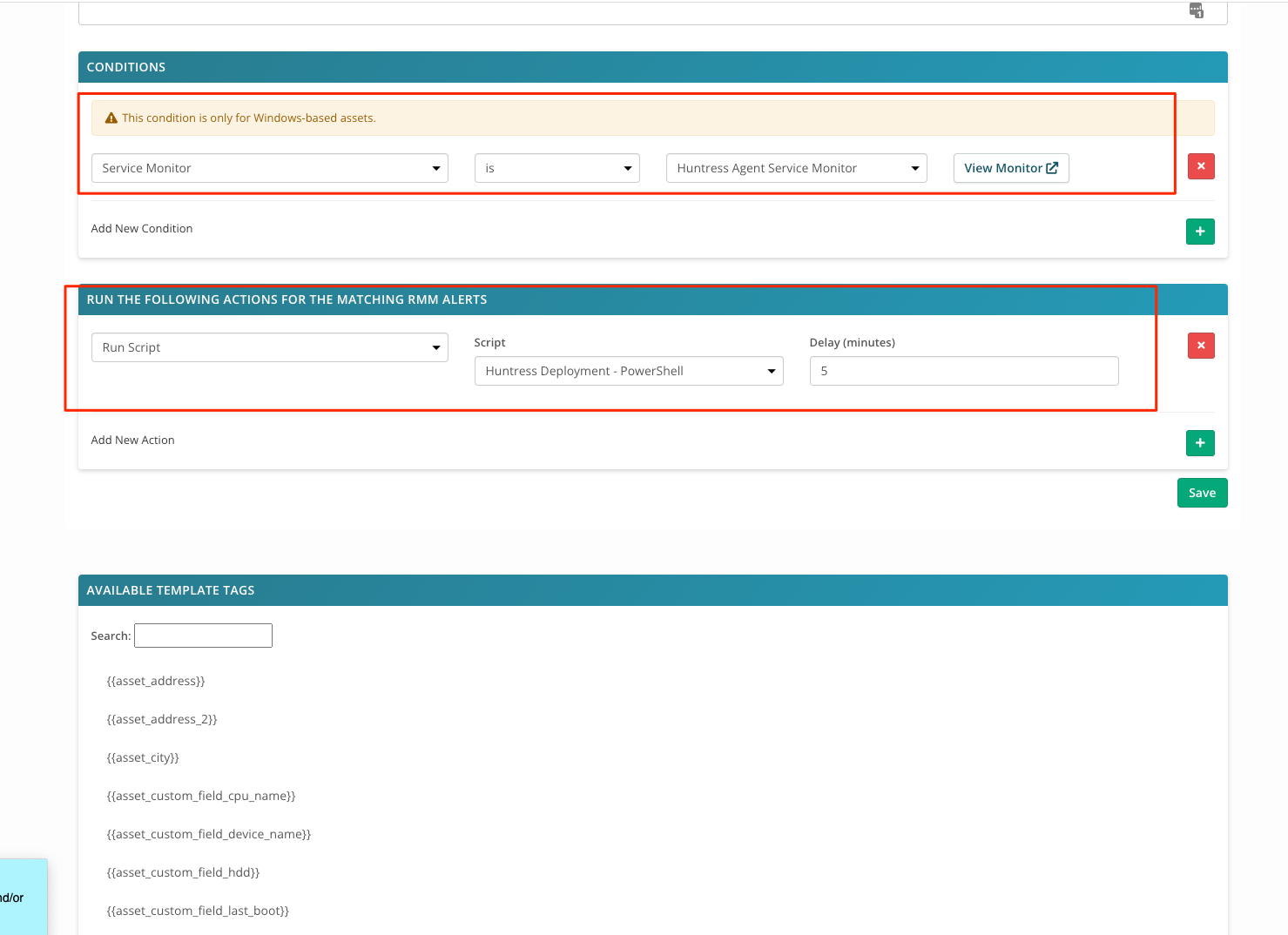 SyncroMSP - Agent Service Monitor Policy – Huntress Product Support